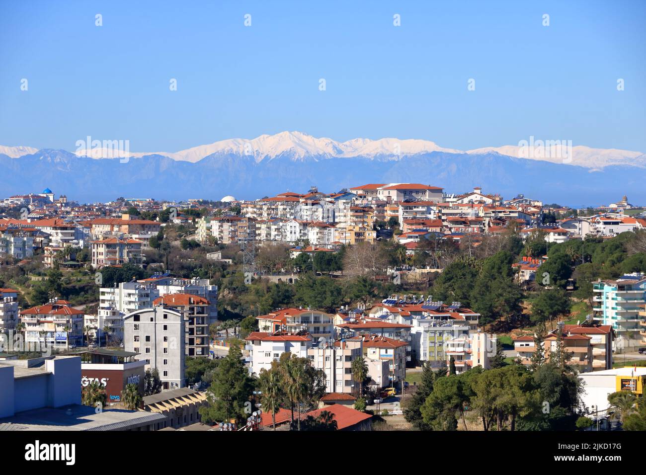 Manavgat city aerial panoramic view in the Antalya region in Turkey ...