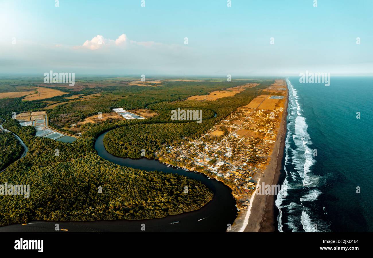 A high-angle view of a beautiful river flowing in the forest in El ...