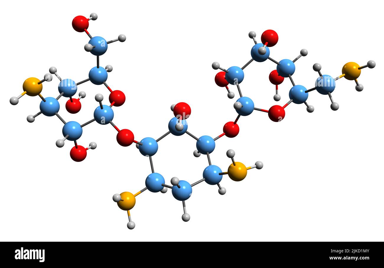 3D image of Kanamycin A skeletal formula - molecular chemical structure ...