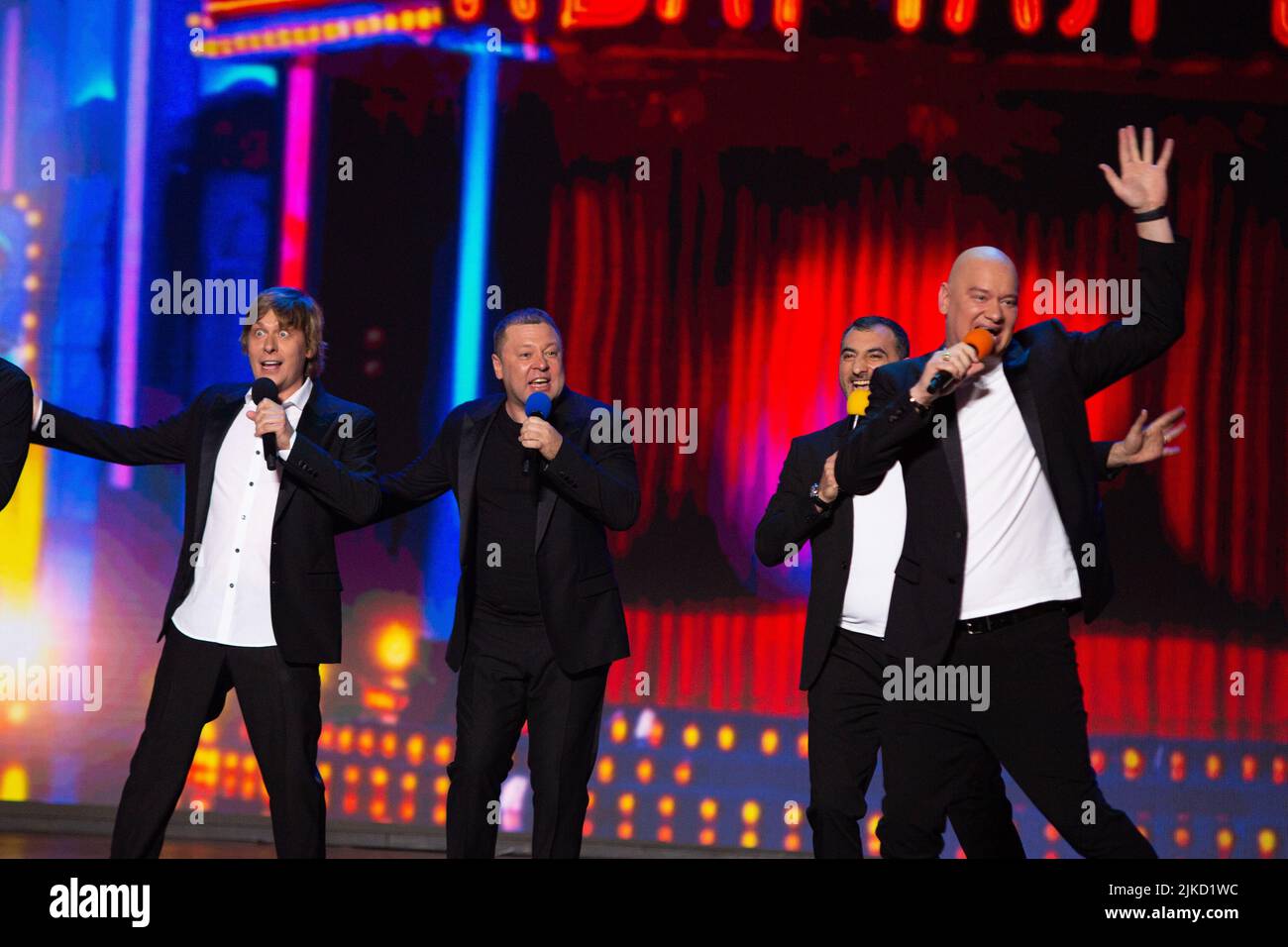 ODESSA, UKRAINE August 14, 2019: Concert 95 Kvartal. Performance of a ...