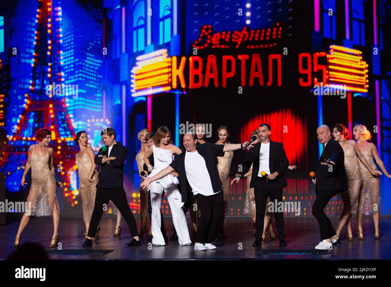 ODESSA, UKRAINE August 14, 2019: Concert 95 Kvartal. Performance of a ...
