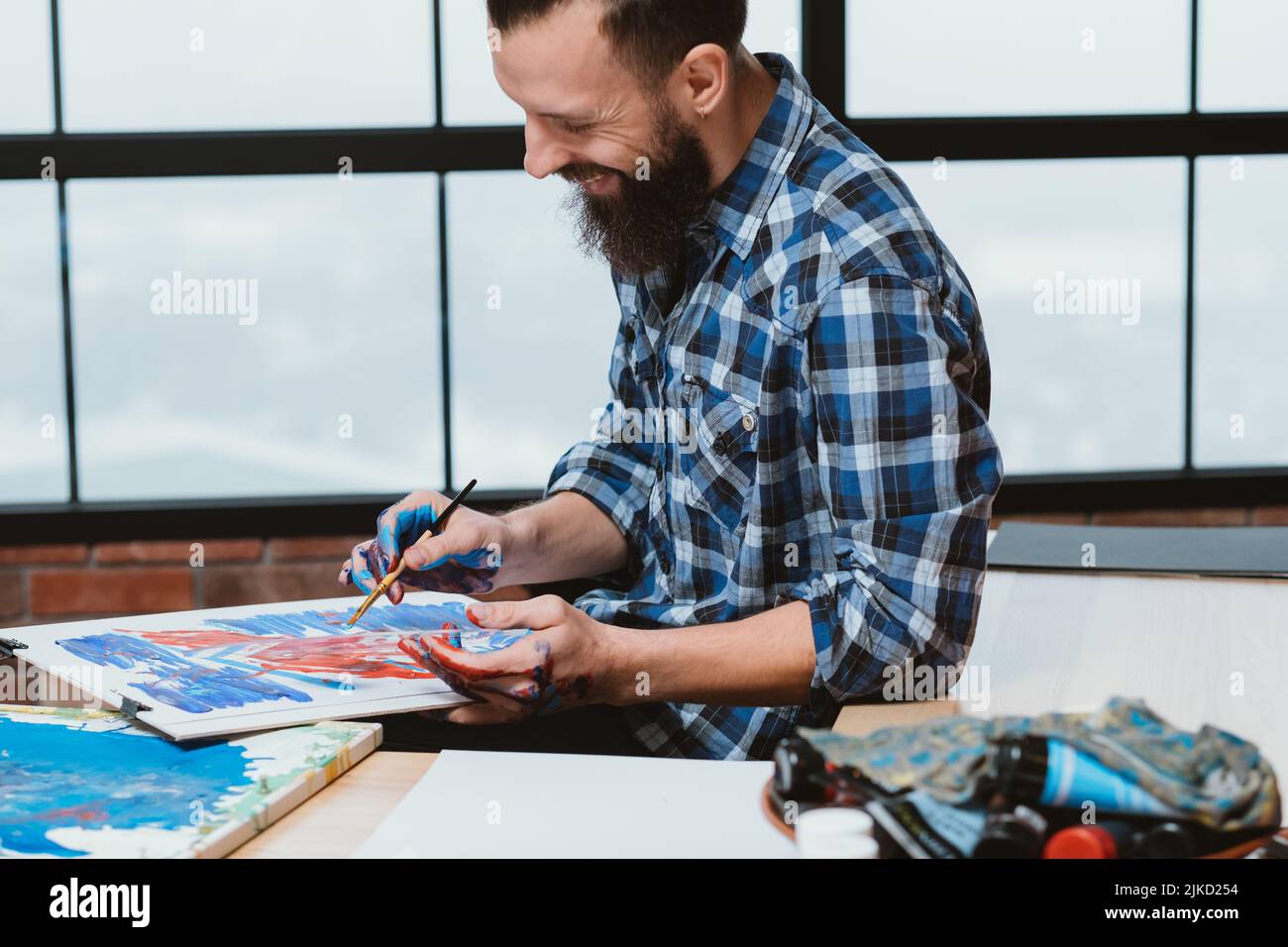 artist delight painting panel ideas skills hobby Stock Photo - Alamy