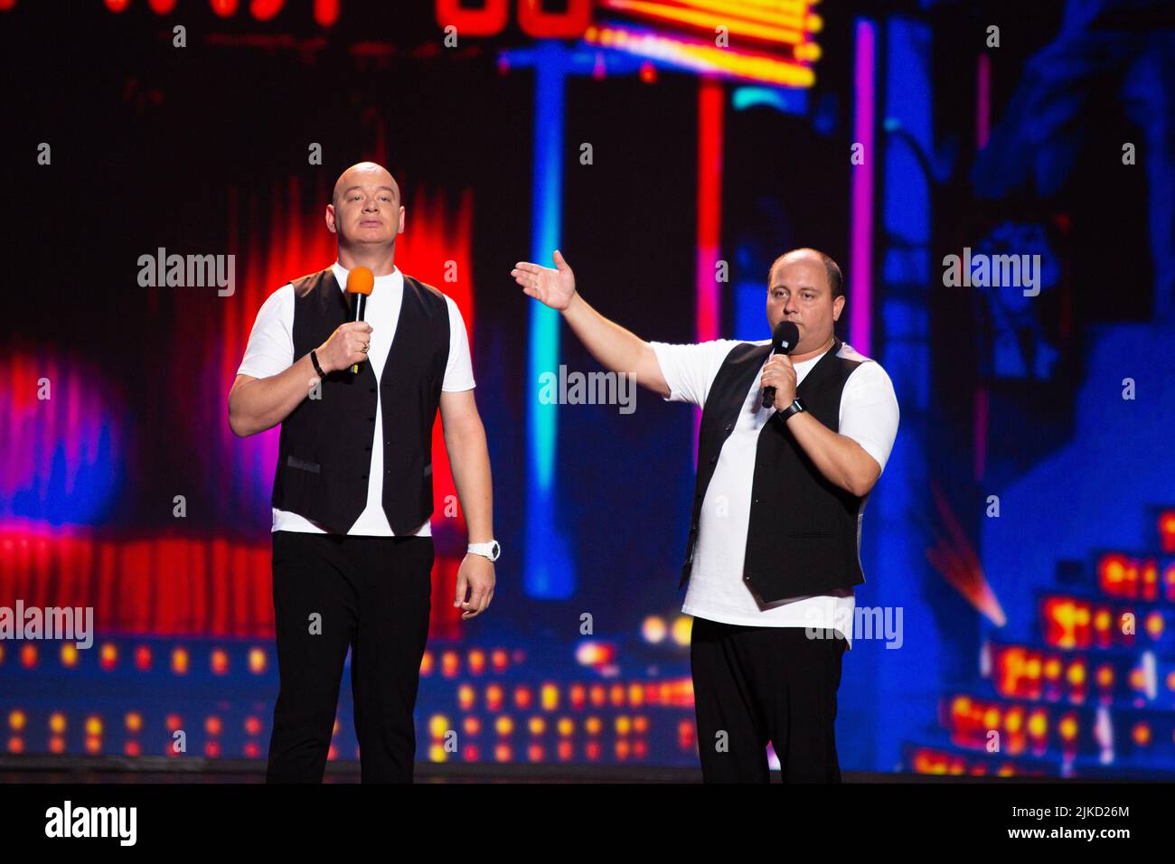 ODESSA, UKRAINE August 14, 2019: Concert 95 Kvartal. Performance of a ...