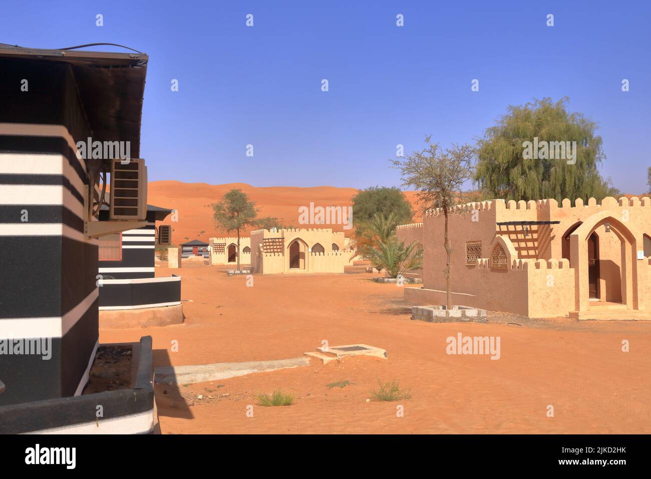 Bedouin style camping beside a huge sand dune at the Wahiba Sands ...