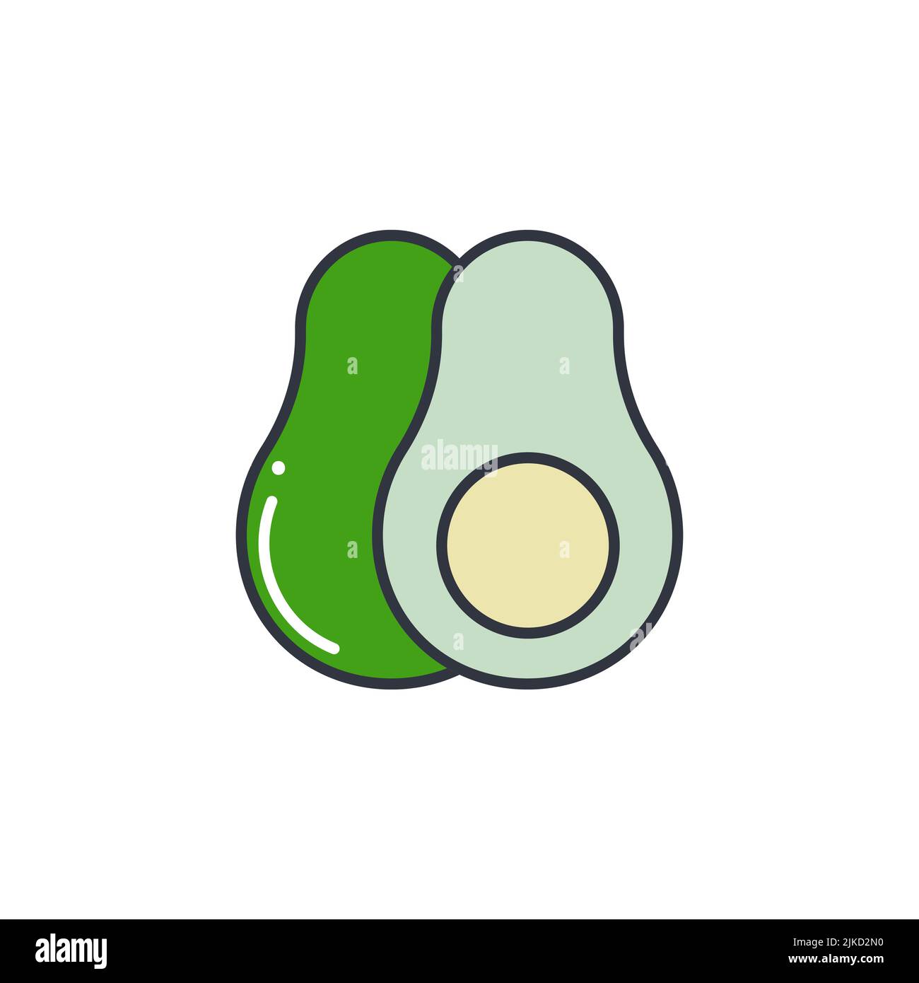 Avocado whole and half color line icon vector illustration. Ripe fruit ...
