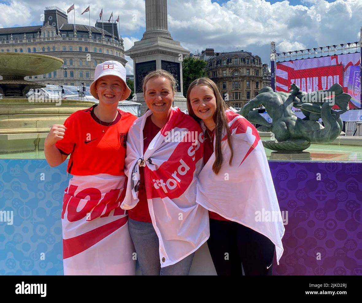 Chairwoman of Stafford Soccer Mums FC Sally Butler, 43, (centre) with ...