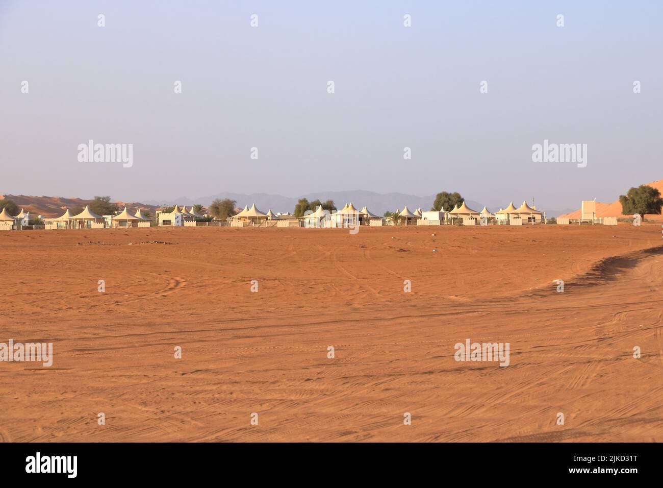 Bedouin style camping beside a huge sand dune at the Wahiba Sands ...