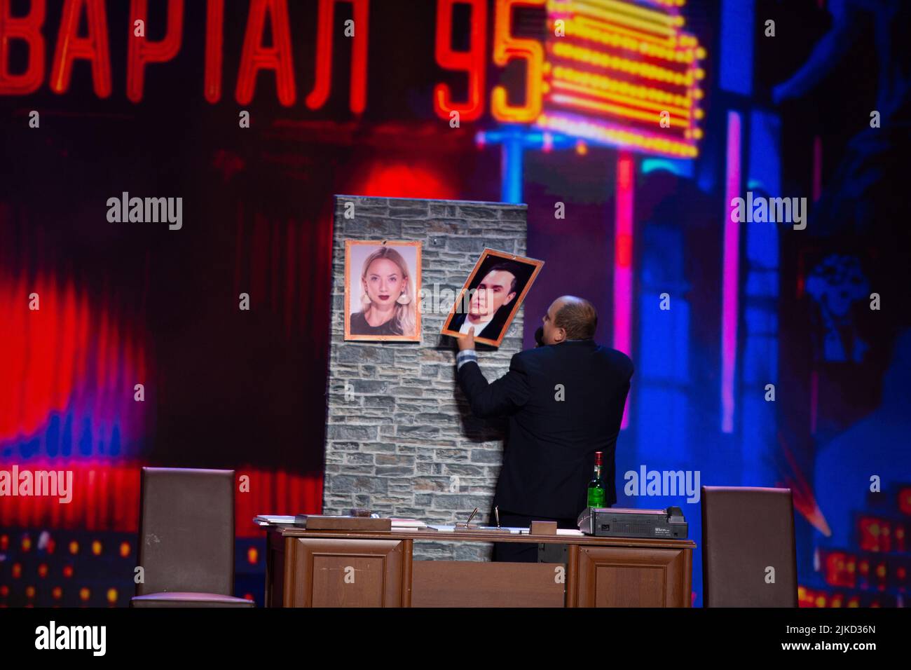 ODESSA, UKRAINE August 14, 2019: Concert 95 Kvartal. Performance of a ...