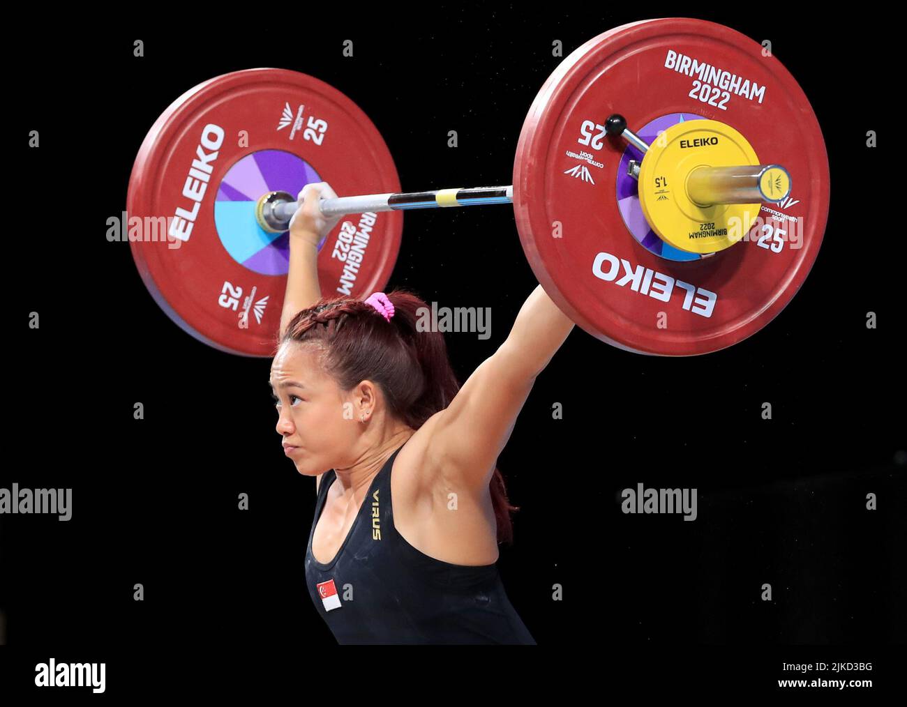 Singapore’s Nicole Lin Li Heng makes a lift during the Women’s 64kg ...