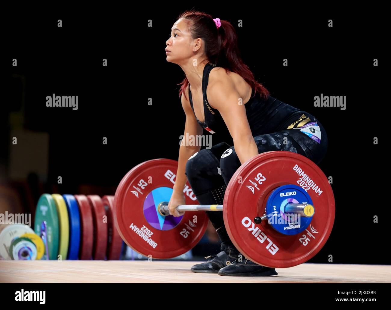Singapore’s Nicole Lin Li Heng makes a lift during the Women’s 64kg ...