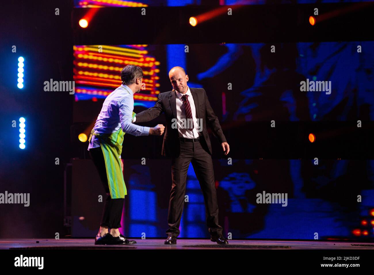 ODESSA, UKRAINE August 14, 2019: Concert 95 Kvartal. Performance of a ...