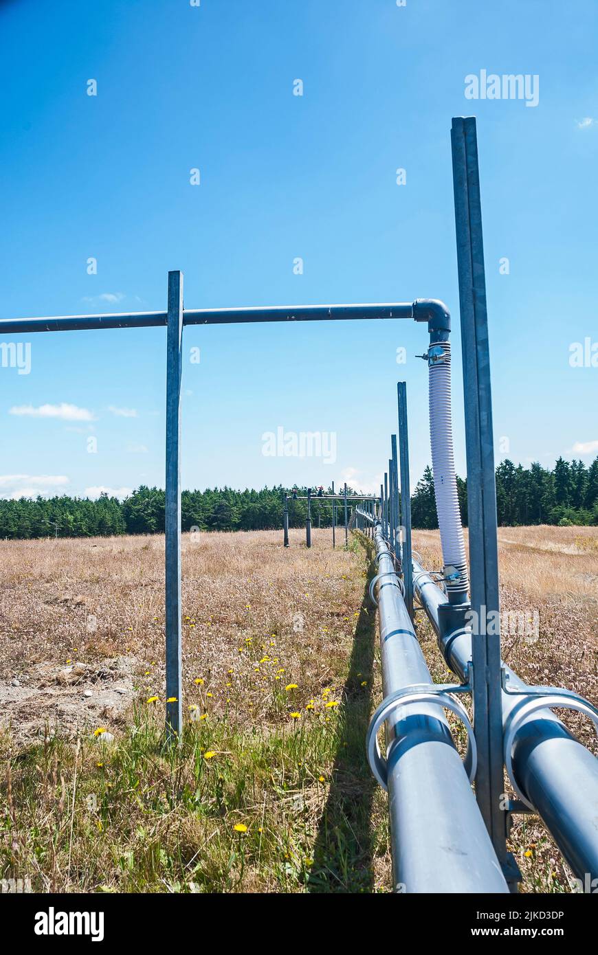 Methane piping at a closed landfill, which was turned into a park Stock ...