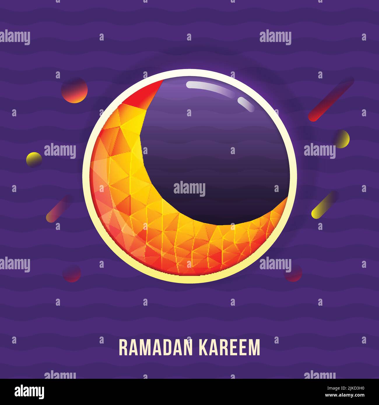 Orange Polygon Crescent Moon On Purple Wavy Stripe Background For ...