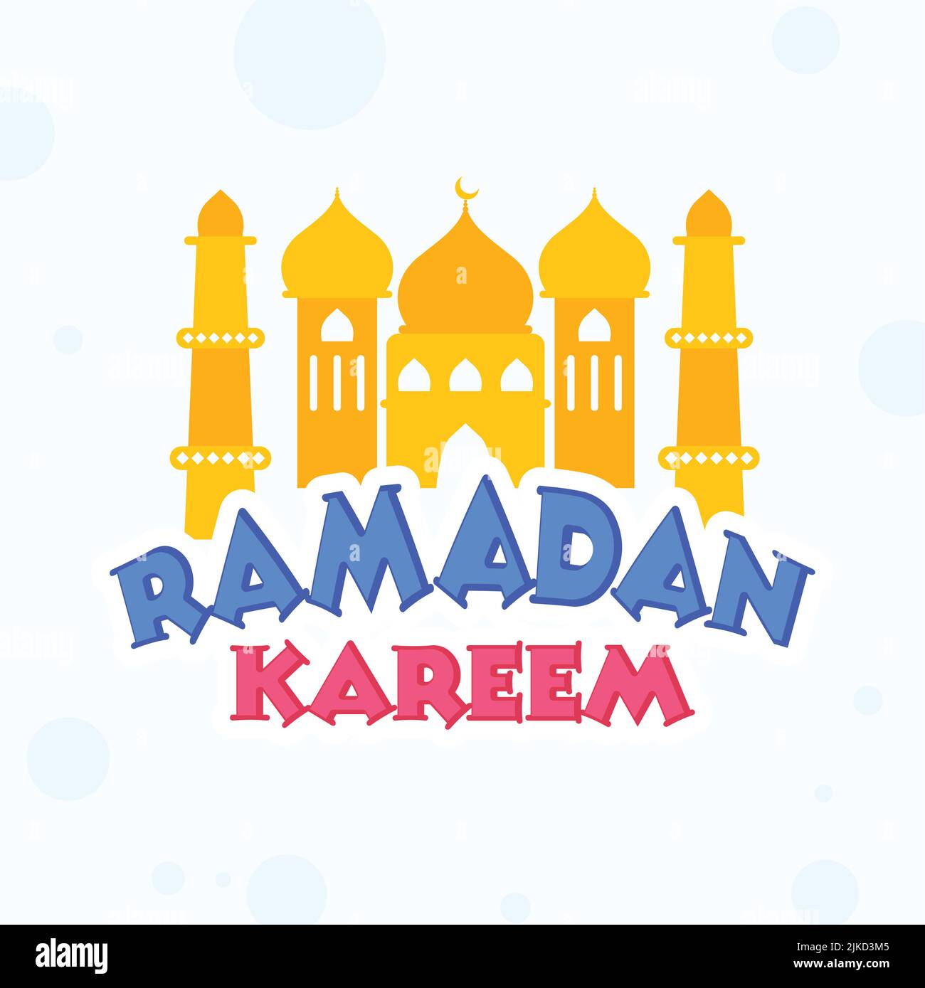 Ramadan Kareem Font With Flat Mosque On White Background Stock Vector ...