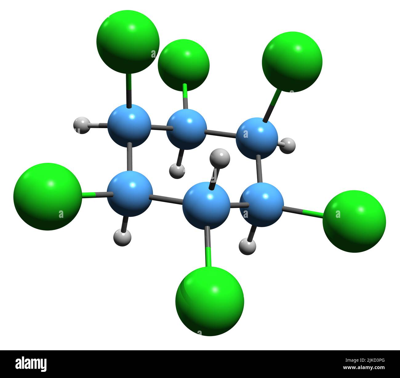 3D image of Lindane skeletal formula - molecular chemical structure of ...