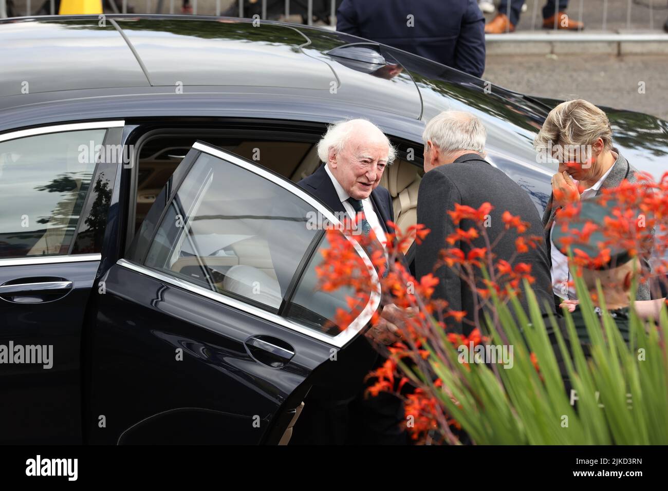 Irish president Michael D Higgins (left) arrives for the funeral of ...