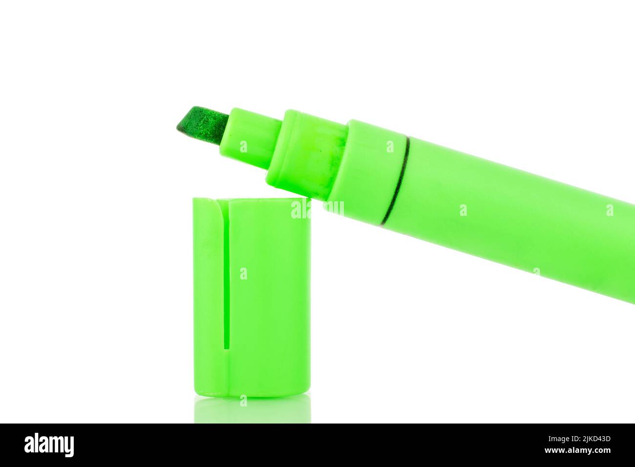 One green felt-tip pen, close-up, isolated on a white background Stock ...