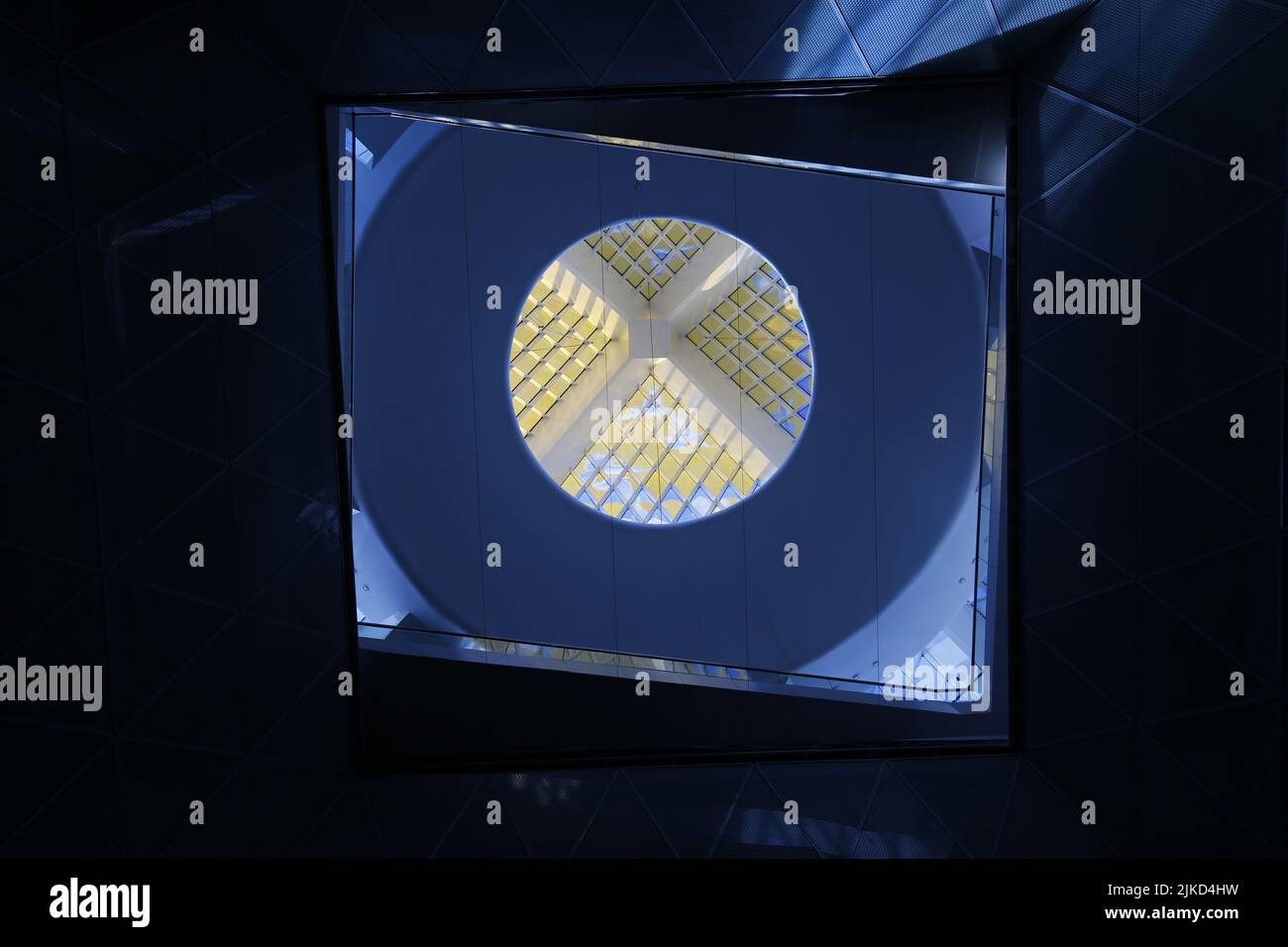 View towards the top of the pyramid inside the Palace of Peace and ...