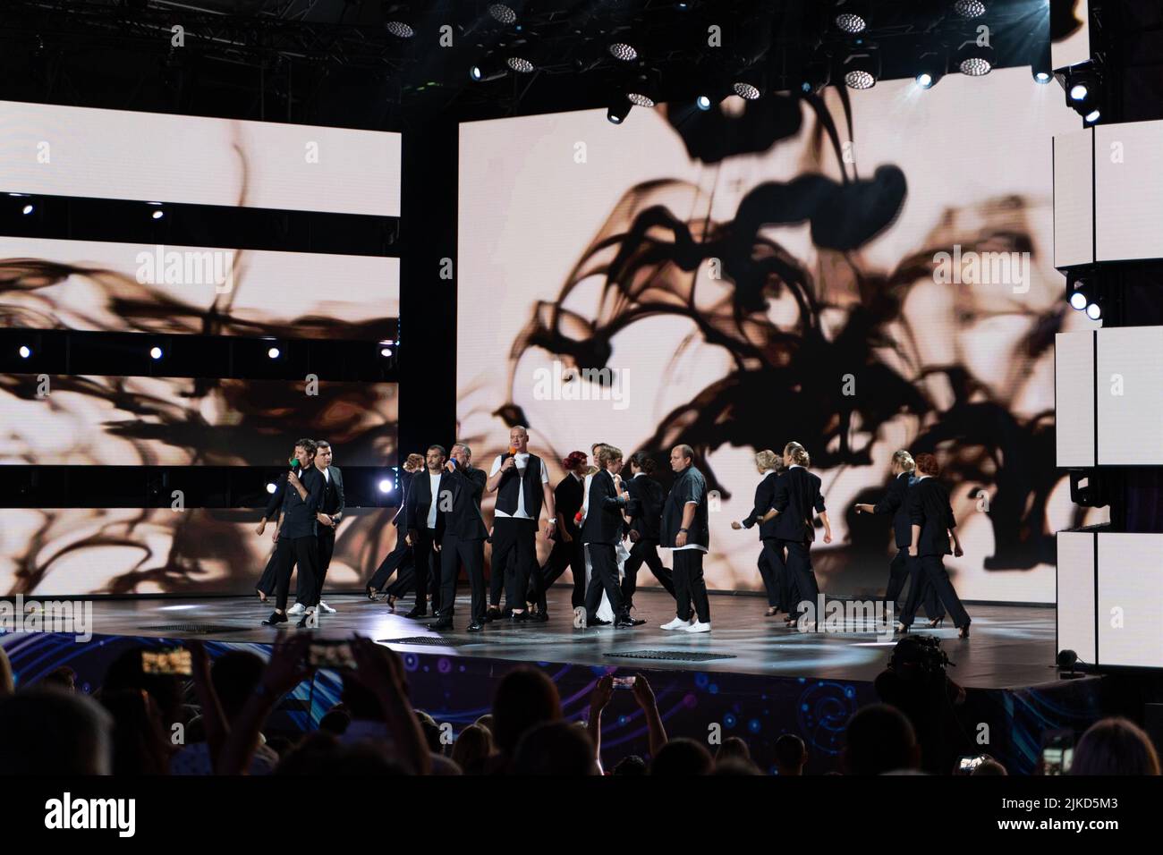 ODESSA, UKRAINE August 14, 2019: Concert 95 Kvartal. Performance of a ...