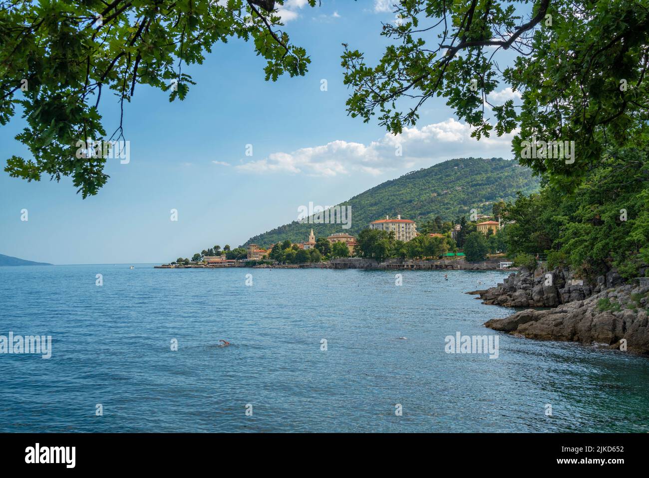 View of Lovran village and Adriatic Sea, Lovran, Kvarner Bay, Eastern ...