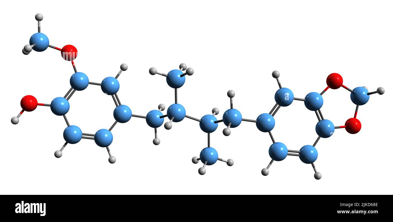 3D image of Macelignan skeletal formula - molecular chemical structure ...