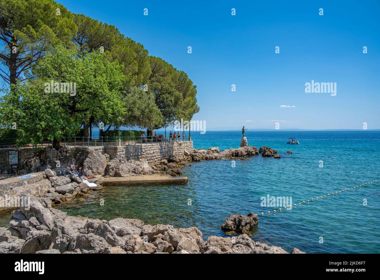 View of rocky inlet and The Lungomare, promenade and Maiden with the ...