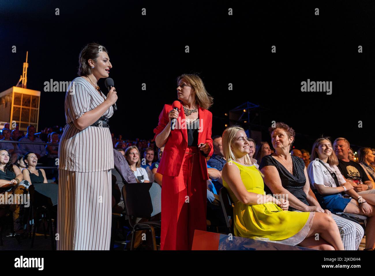 ODESSA, UKRAINE August 14, 2019: Concert 95 Kvartal. Rear view of crowd ...
