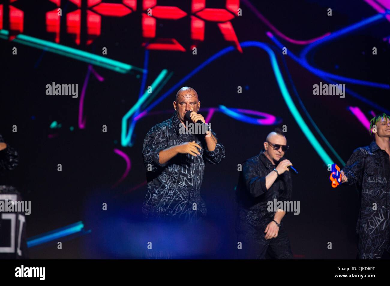 ODESSA, UKRAINE August 14 2019: Famous Ukrainiat band MOZGI and singer ...