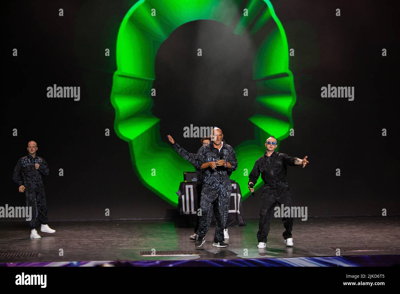 ODESSA, UKRAINE August 14 2019: Famous Ukrainiat band MOZGI and singer POTAP. Artist performs ...