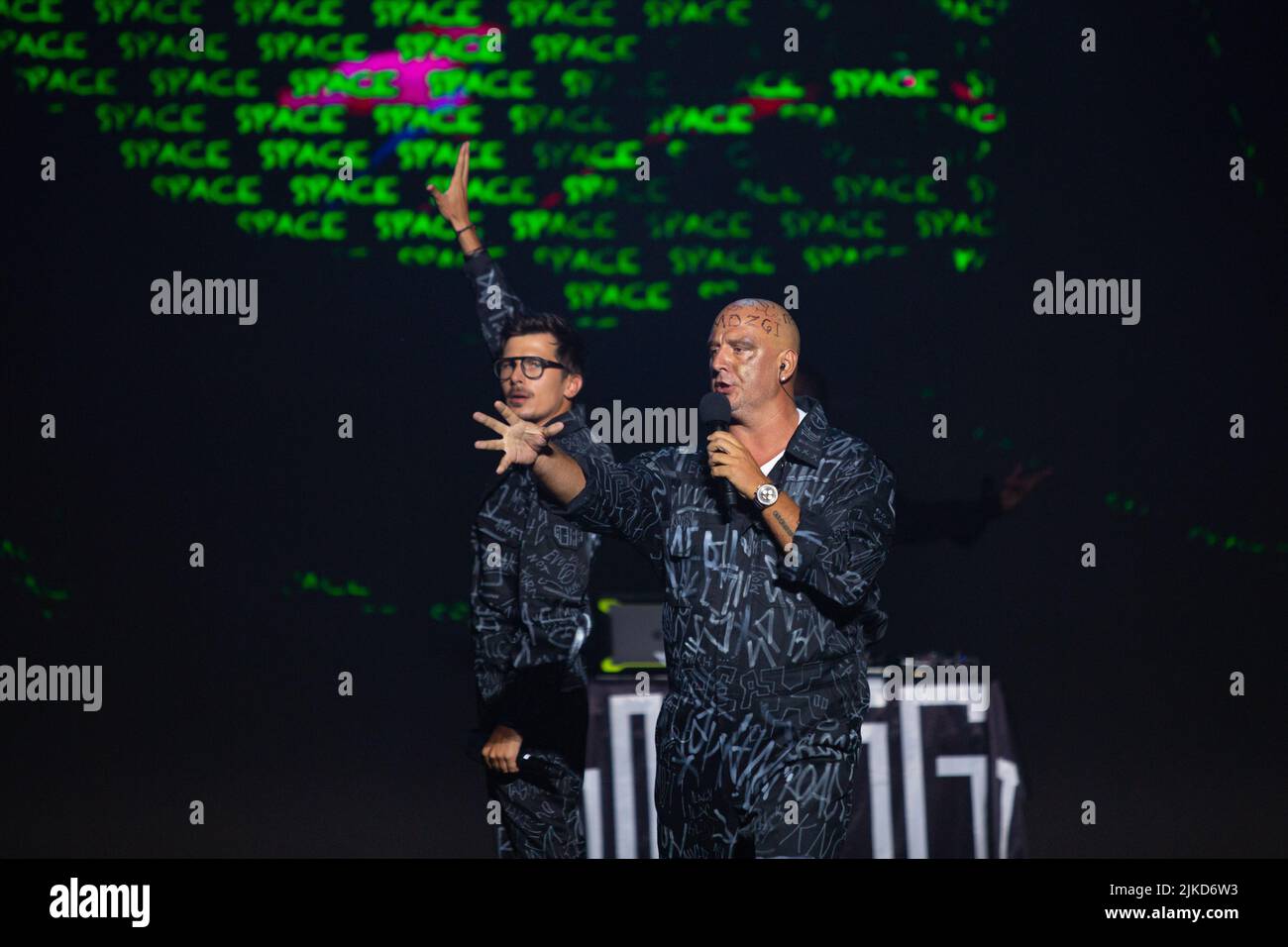 ODESSA, UKRAINE August 14 2019: Famous Ukrainiat band MOZGI and singer POTAP. Artist performs ...