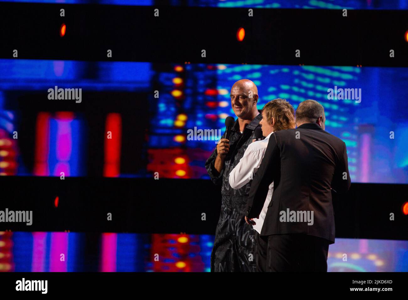 ODESSA, UKRAINE August 14 2019: Famous Ukrainiat band MOZGI and singer POTAP. Artist performs ...