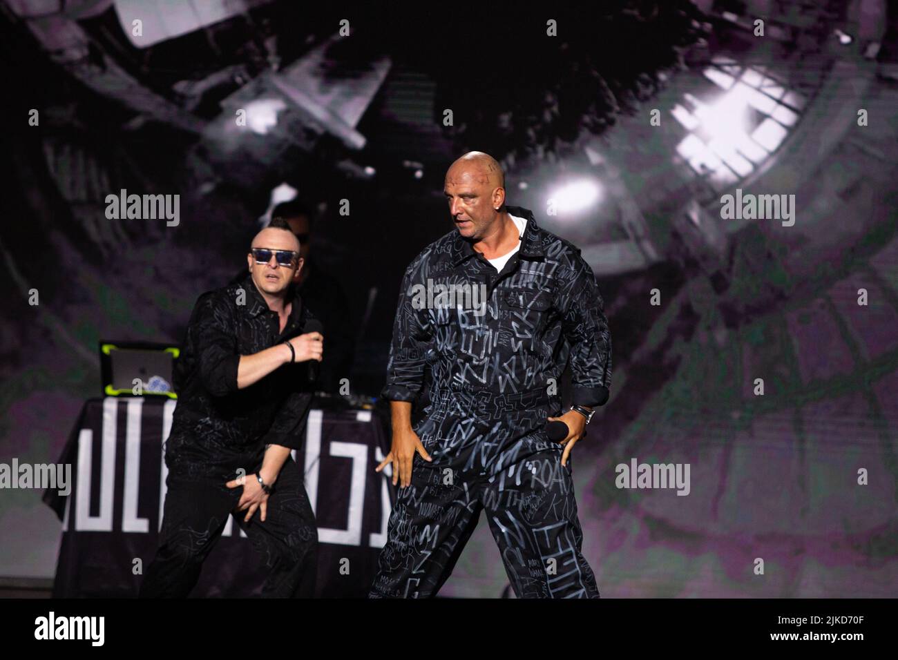 ODESSA, UKRAINE August 14 2019: Famous Ukrainiat band MOZGI and singer POTAP. Artist performs ...