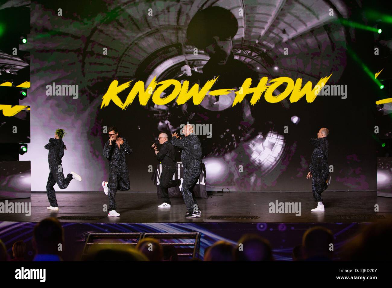 ODESSA, UKRAINE August 14 2019: Famous Ukrainiat band MOZGI and singer POTAP. Artist performs ...