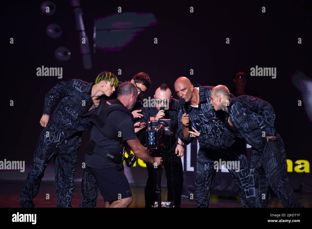 ODESSA, UKRAINE August 14 2019: Famous Ukrainiat band MOZGI and singer POTAP. Artist performs ...
