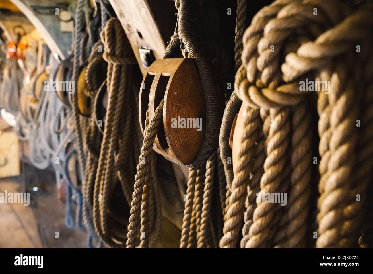 The details and ropes of the Dutch East cargo ship Stock Photo - Alamy
