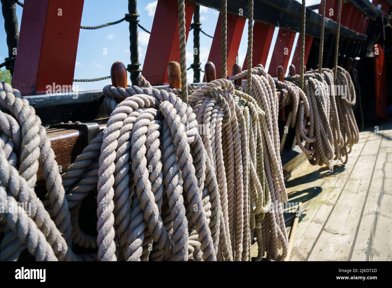 The details and ropes of the Dutch East cargo ship Stock Photo - Alamy