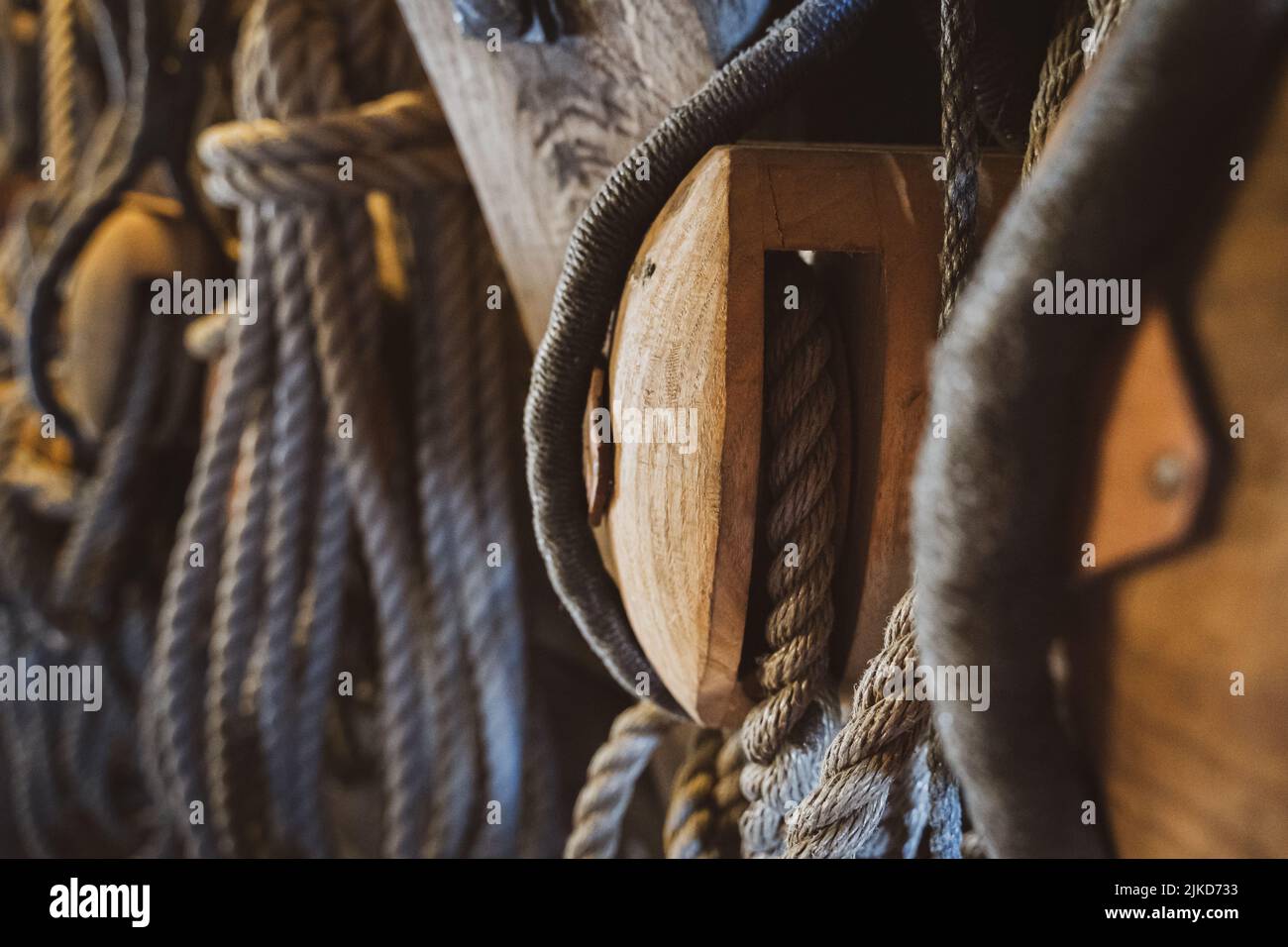 The details and ropes of the Dutch East cargo ship Stock Photo - Alamy