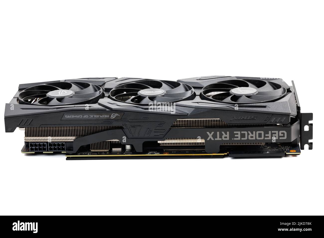big black contemporary gaming graphics card isolated on white ...