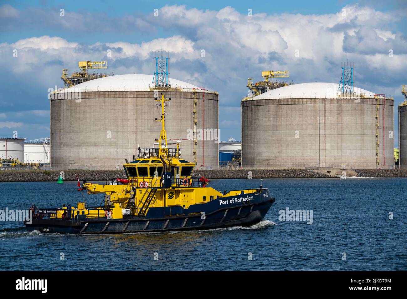 LNG import terminal Tanks for liquid natural gas in the seaport of Rotterdam, Maasvlakte ...