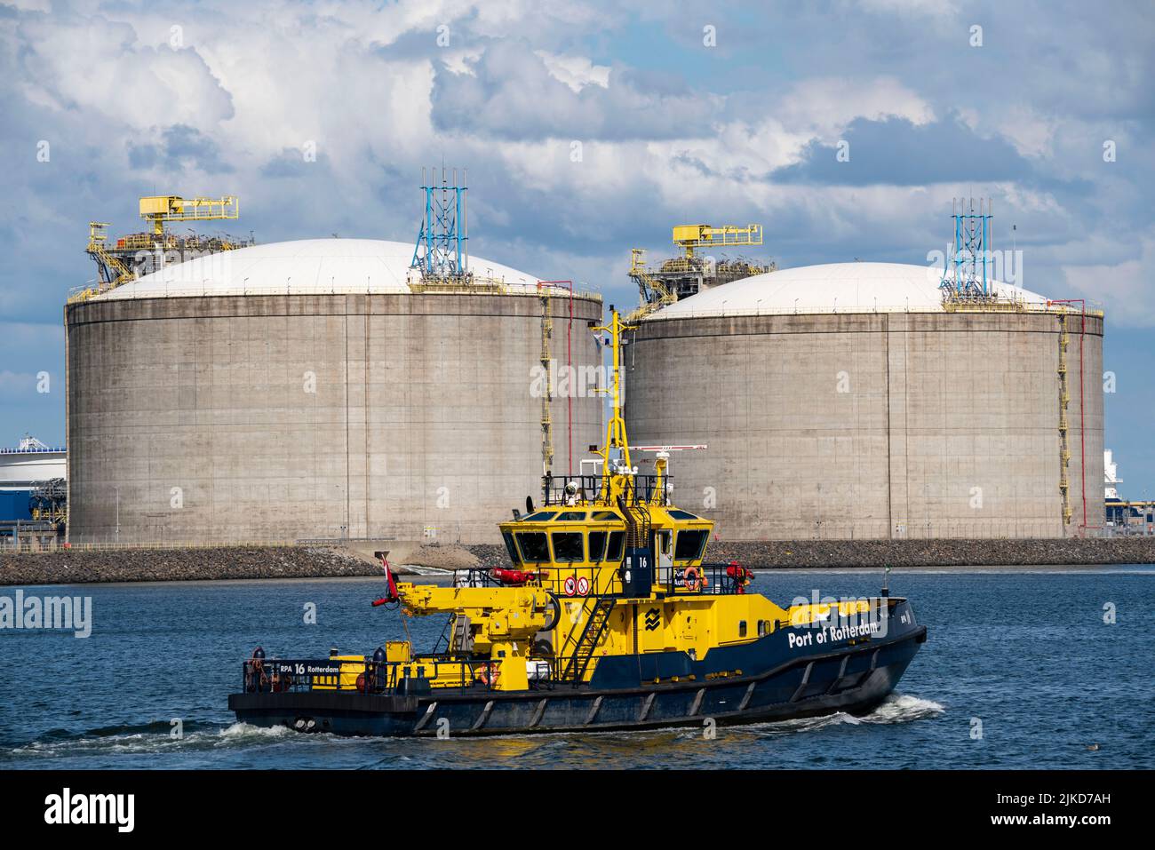 LNG import terminal Tanks for liquid natural gas in the seaport of Rotterdam, Maasvlakte ...
