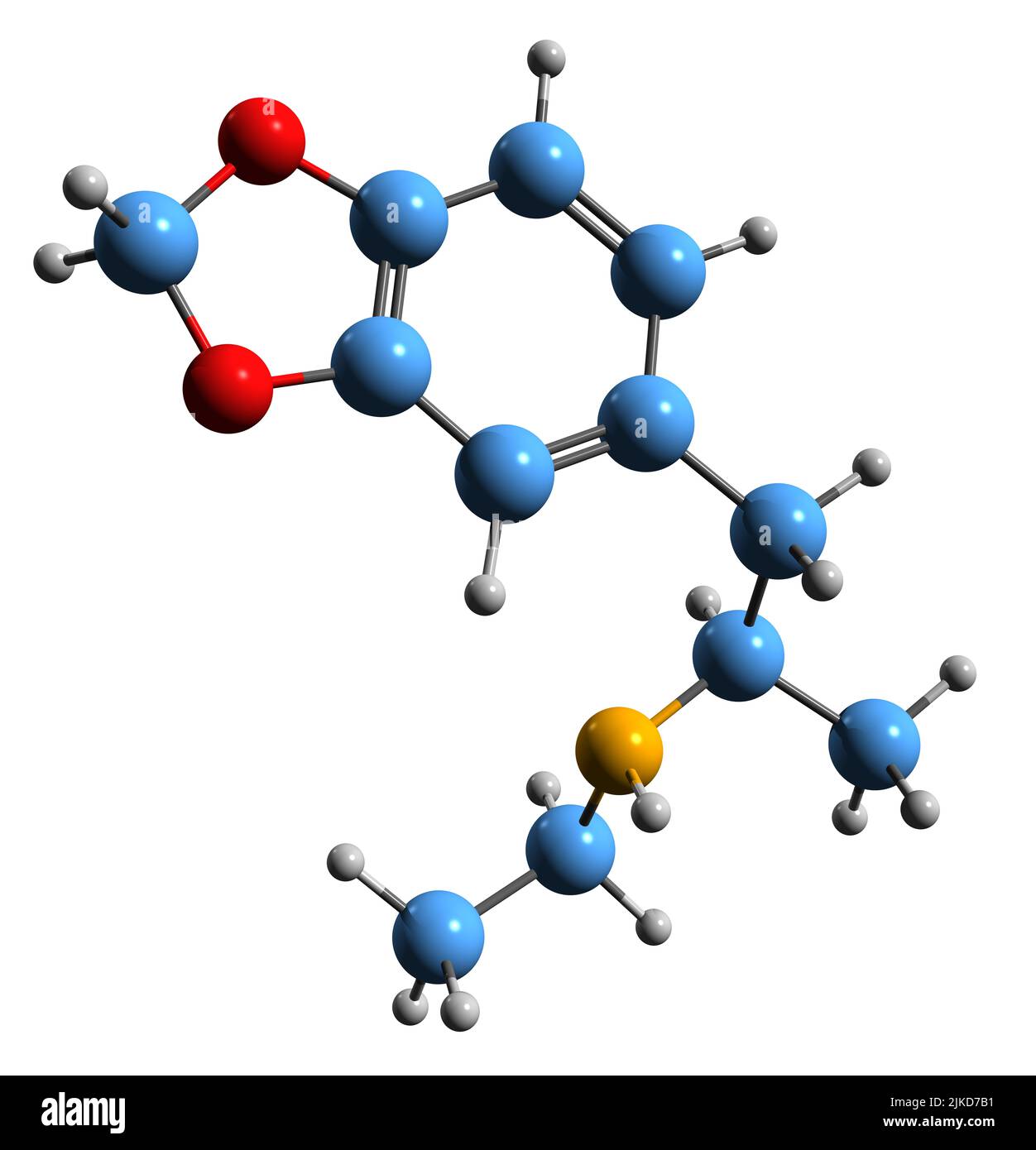 3D image of MDEA skeletal formula - molecular chemical structure of ...