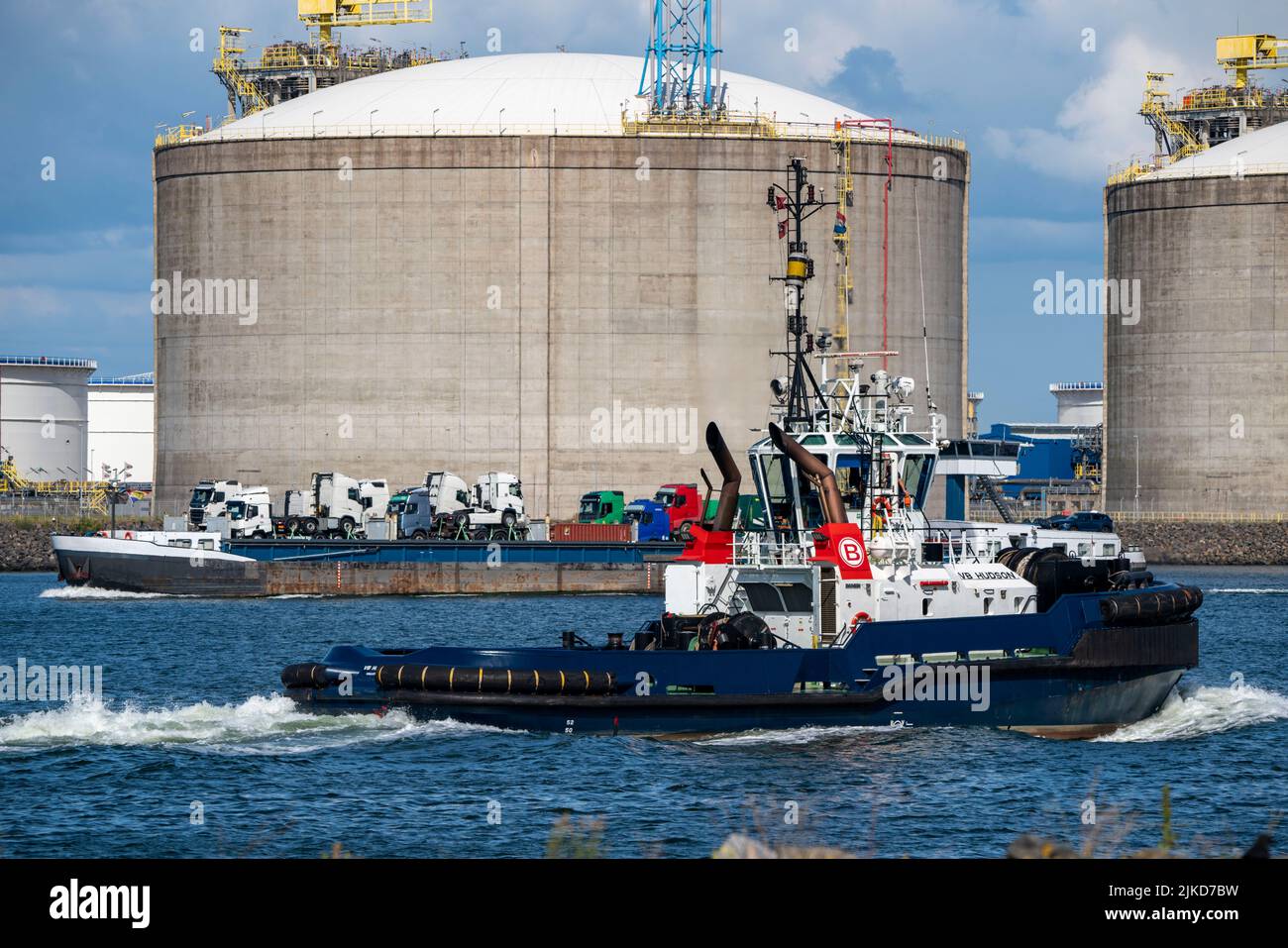 LNG import terminal Tanks for liquid natural gas in the seaport of Rotterdam, Maasvlakte, inland ...