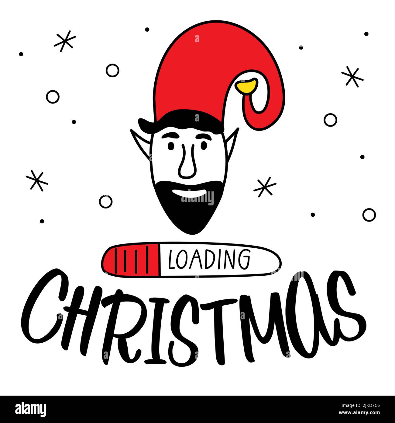 Merry Christmas Avatars Head Elf Or Gnome And Lettering Loading Chrismas The Xmas Black And Red