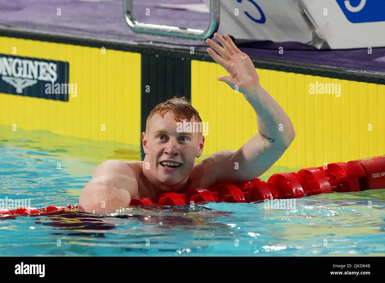 England’s Tom Dean reacts after taking the Silver Medal in the Men’s ...