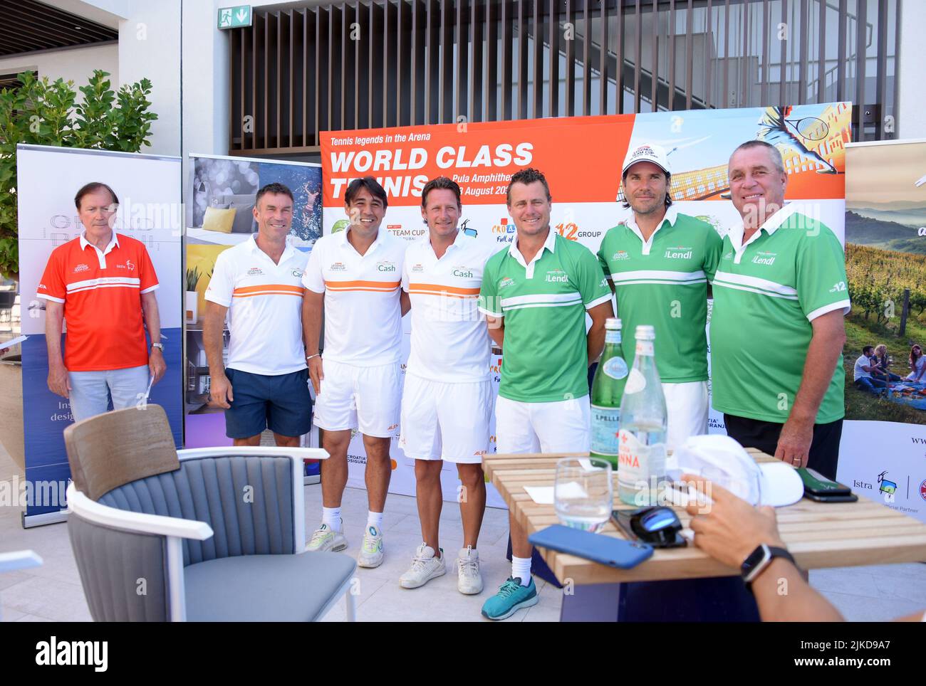 Tennis players and organizers met before the start of tonight's tennis ...