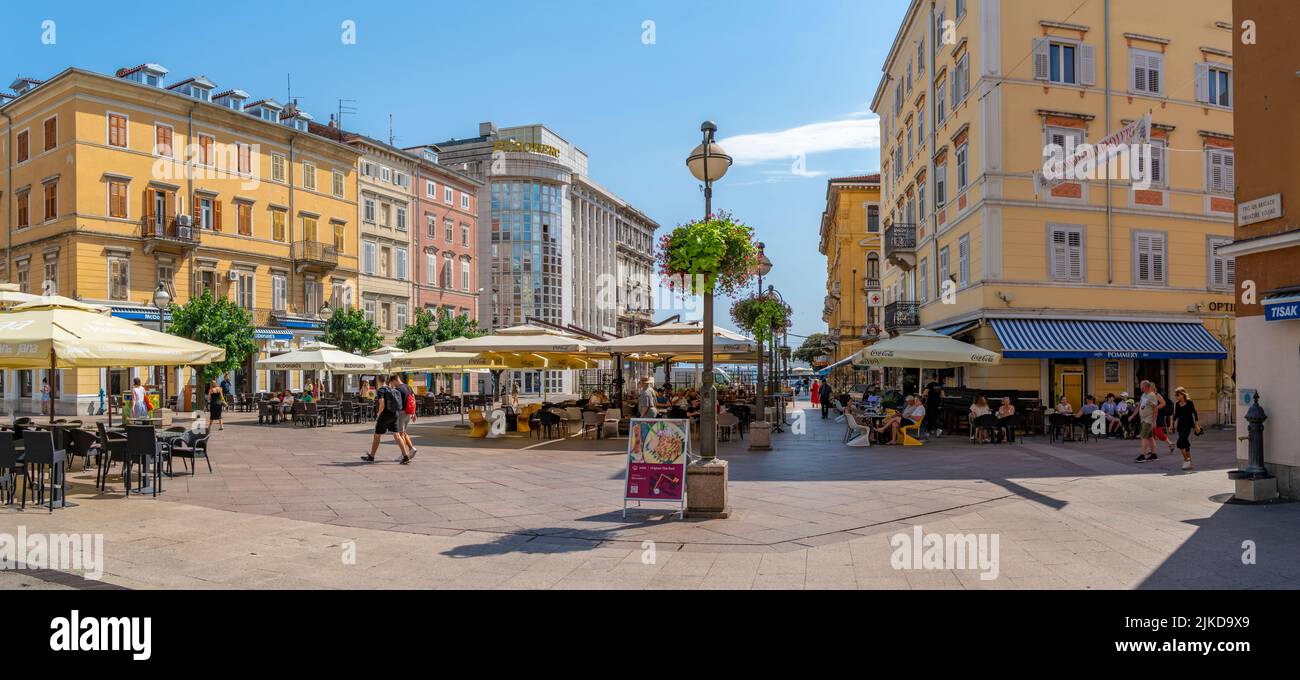 View of restaurants and shops on the Korzo, Rijeka, Croatia, Europe ...