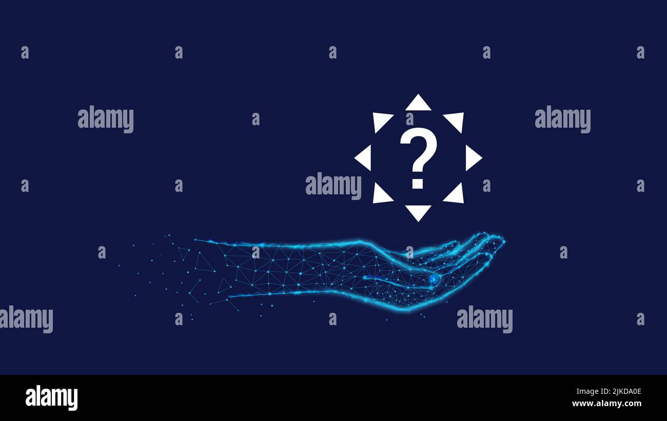 Decision making concept. Question mark and arrows pointing in different ...