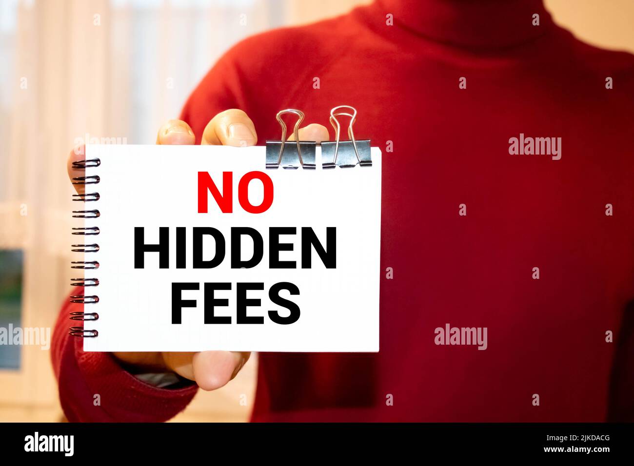 No hidden fees text concept isolated over white background Stock Photo ...