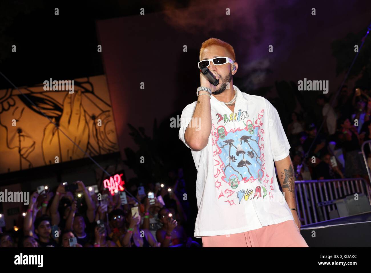 MIAMI, FL - JULY 31: Recording artist MORA performs during Vibra Urbana ...