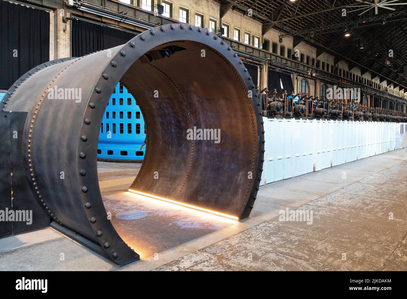 Interior of the first hydro electric power plant in Niagara Falls, now ...